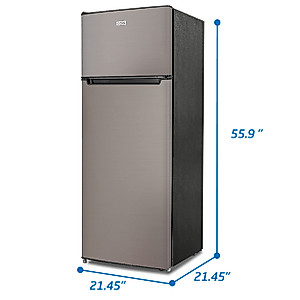 Commercial Cool CCR77LBS 7.7 Cu. Ft Freezer, Top Mount Fridge with Glass Shelves, Bottle Storage, Beverage Rack, Crisper Drawer Cover in VCM Refrigerator