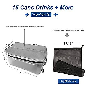 Wandooer Waterproof Sup Cooler Bag for Paddle Board, 15 Can Large Capacity Cooler for Kayak Surf Paddleboard, Leakproof Insulated Cooler Deck Bag-Gray