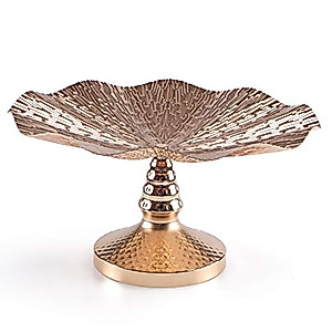 MDLUU Centerpiece Bowl, Centerpiece Holder Tray, Pedestal Decorative Bowl for Dining Room Table, Coffee Table, Living Room Decor, 13.3''Dia.×6.8''H (Gold)