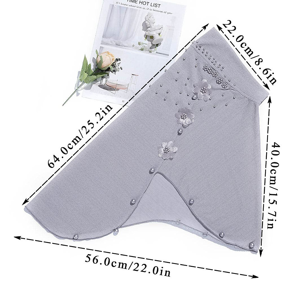 Woeoe Pearl Muslim Hijab Cap Plain Color Pre-Tied Flower Hijab Lightweight Muslim Head Wrap for Women and Girls