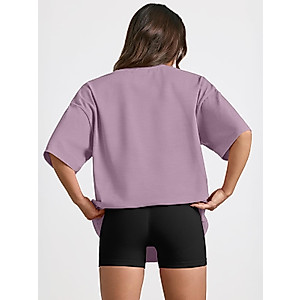 Trendy Queen Womens Oversized Summer T Shirts Business Casual Dressy Shorts Sleeves Tops Beach Vacation Fashion Clothes DarkPink L