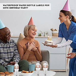 Andaz Press Glitzy Faux Glitter Rose Gold Water Bottle Labels Stickers, Cheers to 60, 60th Birthday Water Bottle Labels Anniversary 60th Birthday Decorations for Women Birthday Party Favors, 20-Pack