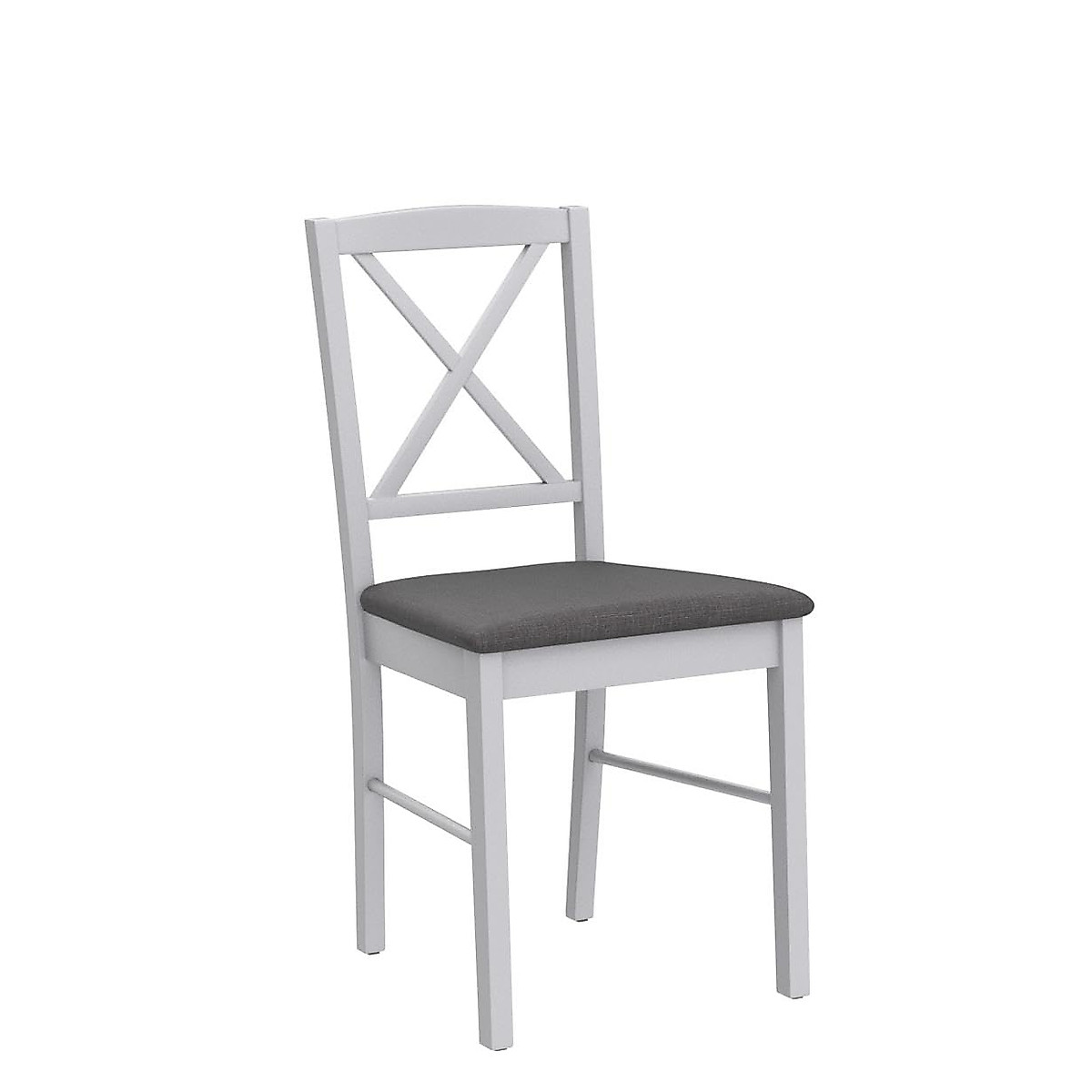 DUHOME Dining Chairs Set of 2 Wood Dining Room Chair with Cross Back, Kitchen Room Chair Side Chair, White Base with Grey Cushion