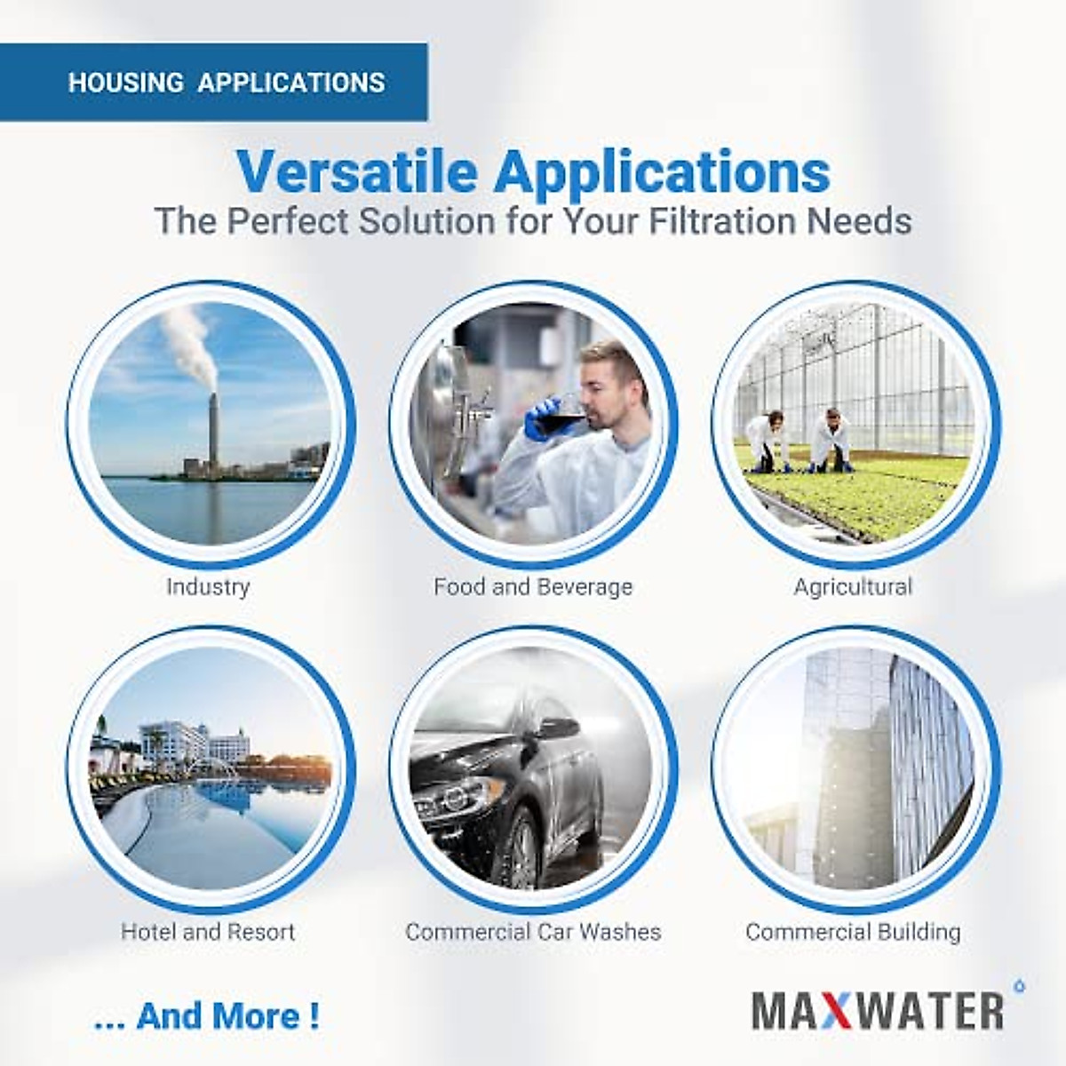 Max Water - Stainless Steel, Heavy Duty - Reverse Osmosis 4040 Membrane Housing - 4" x 40" good for industrial use - 4040 housing