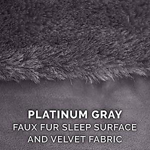 Furhaven XL Orthopedic Dog Bed Plush & Velvet L Shaped Chaise w/ Removable Washable Cover - Platinum Gray, Jumbo (X-Large)