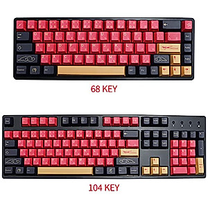 MOLGRIA Red Samurai Keycaps, 129 Set PBT KeyCaps for Gaming Keyboard, Cherry Profile Dye Sublimation Custom Keycaps with Puller for Gateron Kailh Cherry MX Switch 104/87/71/61 60 Percent Keyboard