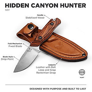 Benchmade - Hidden Canyon Hunter 15017 Fixed Blade Hunting Knife with Wooden Handle (15017)