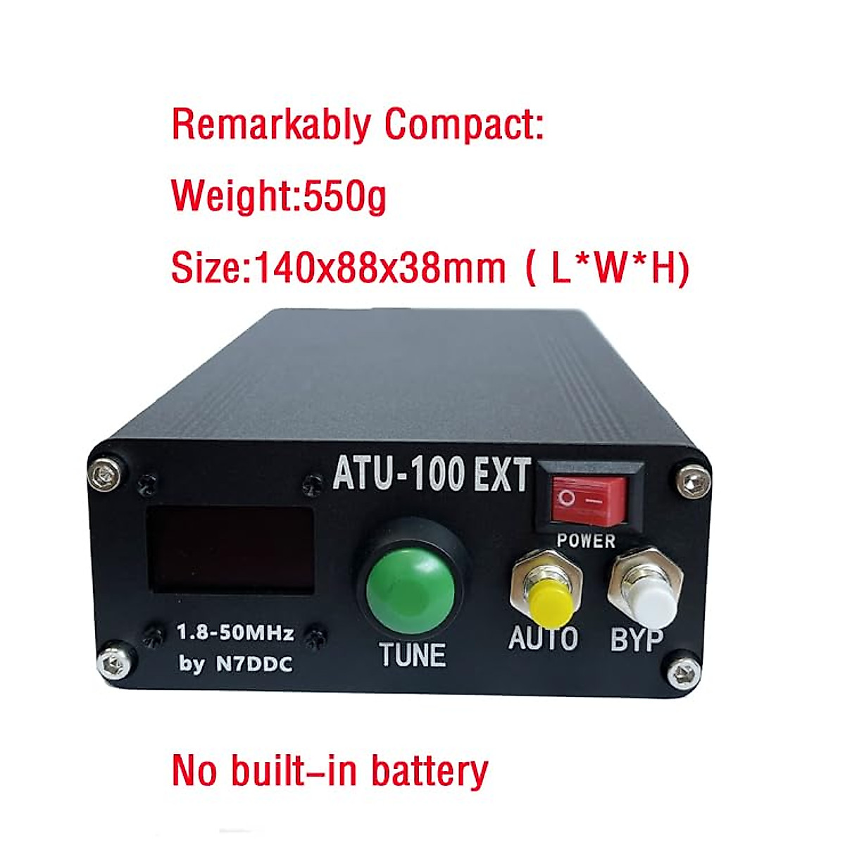 Malahit ATU-100 EXT Antenna Tuner 1.8-50MHz atu100 by N7DDC 7x7 0.96 Inch OLED 3.2 Firmware Programmed with Housing Assembled Machine with USB Cable（No Battery）