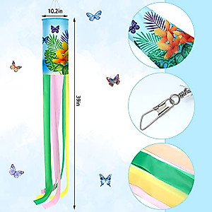 Tatuo 4 Pieces 40 Inch Hummingbird Windsock Outdoor Spring Summer Garden Yard Flag with LED Light Glowing Hummingbird Hanging Flag for Home Farmhouse Yard Garden Decoration