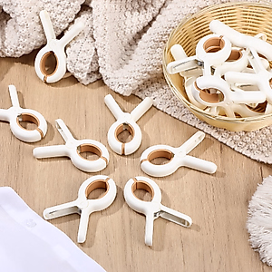 Tanlade 48 Pcs Beach Towel Clips Strong Plastic Clothes Pins Pool Beach Chair Clips Heavy Duty Laundry Clips Quilt Drying Clothespins Holder to Dry Laundry on Clothesline and Hanging Rack (White)