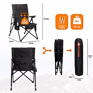 Antarctica Gear Heated Camping Chair with 12V 16000mAh Battery Pack, Heated Portable Chair, Perfect for Camping, Outdoor Sports, Picnics, and Beach Party, with 5 Pockets