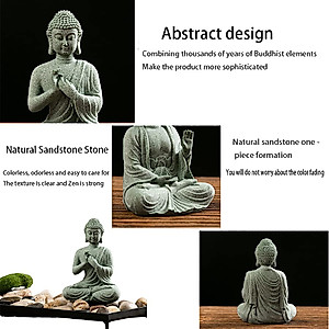 CrazySavage Mini Buda Meditating Buddah Statue-Natural Sandstone Stone -Handmade for Zen Garden Fish Aquarium Tank Yoga Bonsai Micro Landscape Spiritual Fengshui Praying Shui Chakra Decor (Fearless)