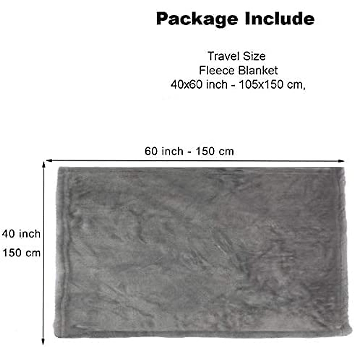 NICE COM SUPPLY Travel Blanket, 40X60, Portable, Warm, Cozy, Throw, for Car, Airplane, Chair, Small, Fleece, Full Body Cover, Grey