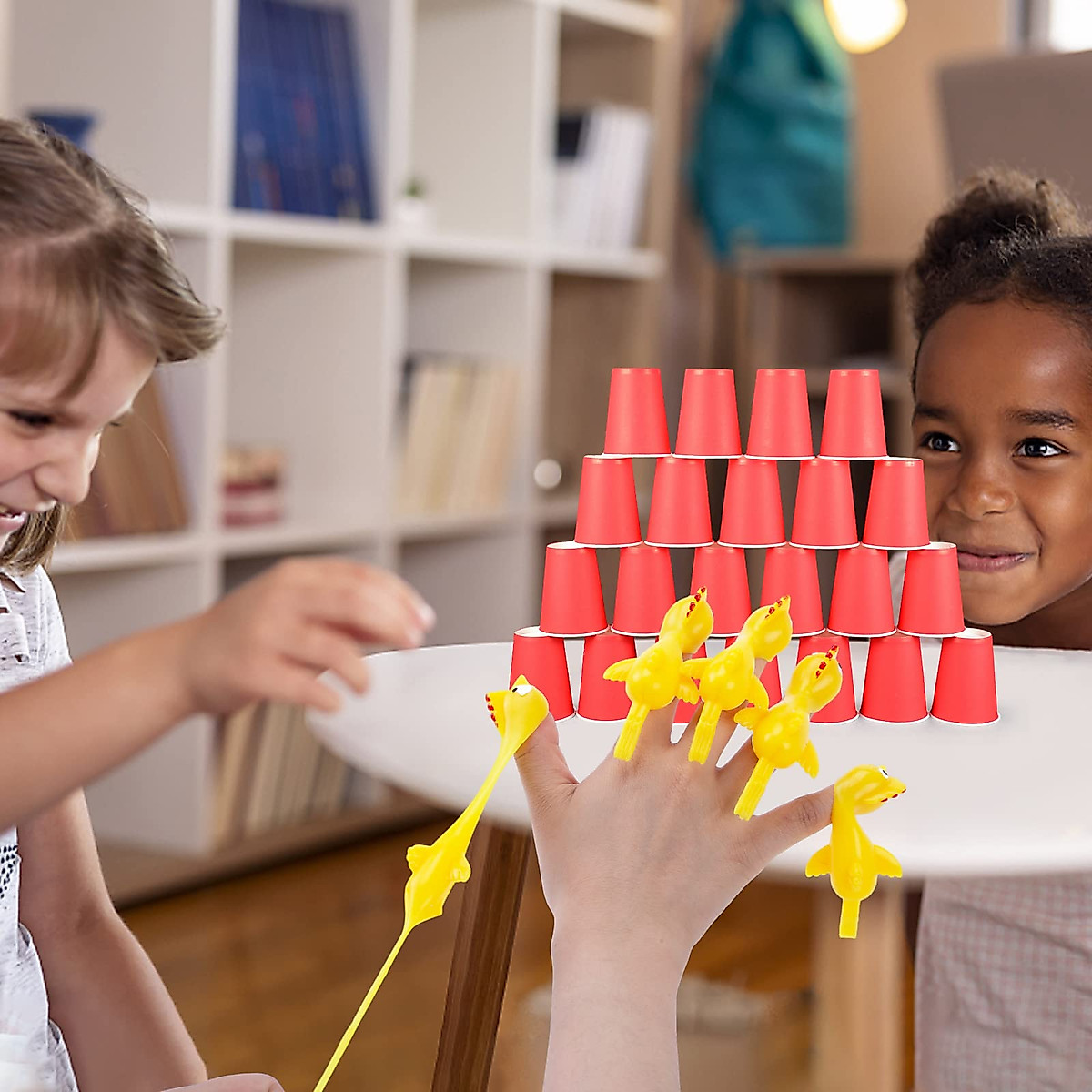 POPLAY 42PCS Flying Chicken Slingshot, Flicking Rubber Chickens Sling Shot Funny Gag Gifts for Kids Adults Party Favors Birthday Goodie Bags Stuffers Novelty Classroom Exchange Gifts