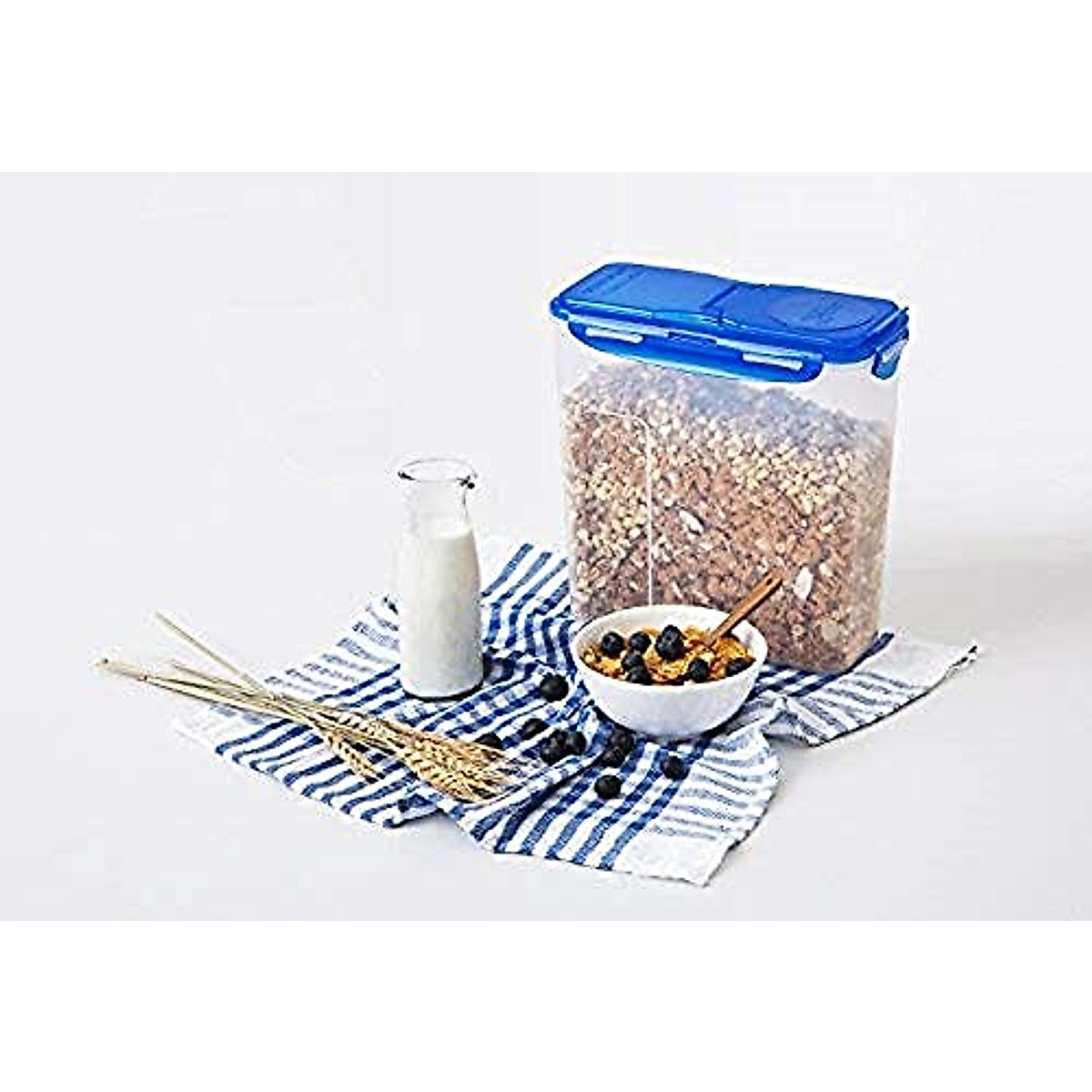LocknLock Easy Essentials Food lids (flip-top) / Pantry Storage/Airtight containers, BPA Free, top-16.5 Cup-for Cereal, Clear