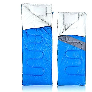 NTK KUPLE Double 2 in 1 Sleeping Bag with 2 Pillows and a Carrying Bag with Compressor Straps for Camping, Backpacking, Hiking. (Blue)
