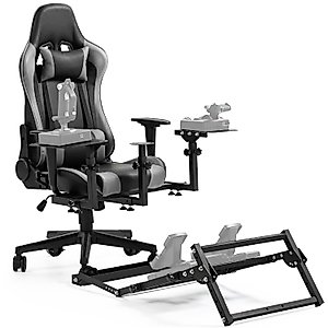 Minneer Flight Racing Joystick Bracket with Gaming Chair Compatible with Logitech/Thrustmaster X56 X52 A10C Hotas Warthog (Include Joystick Mount Base + Stand + Pedal Mount)