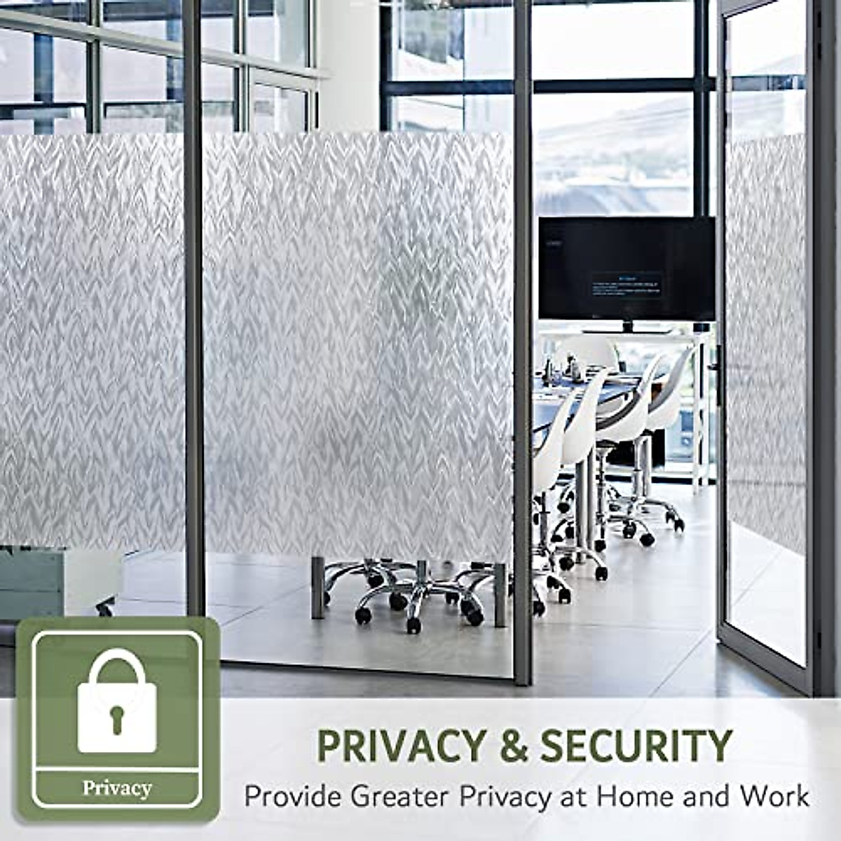 FEOMOS Window Privacy Film, Static Cling Window Film Frosted Window Decals, Decorative Glass Vinyl, ICY Flame Patterned Films for Windows Doors 35.4x78.7 inches