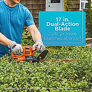 BLACK+DECKER Electric Hedge Trimmer, 17-Inch (BEHT150)