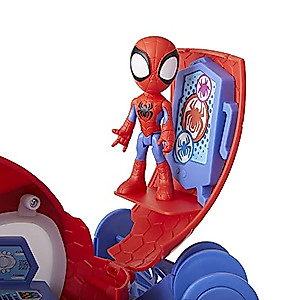 Spidey and His Amazing Friends Marvel Web-Quarters Playset with Lights and Sounds, Includes Spidey Action Figure and Toy Car, for Kids Ages 3 and Up,F1461