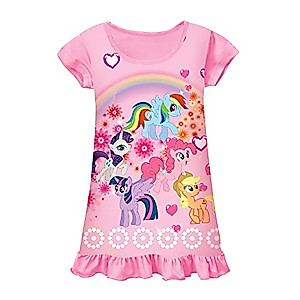 AOVCLKID Toddler Girls Princess Dress Little Kids Summer Print Casual Shirtdress (5-6X, Pink 18)