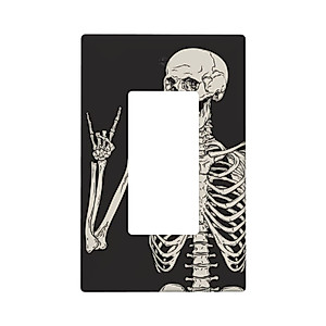 Skeleton Skull Single Rocker Light Switch Cover Wall Plate Decorative Outlet 1 Gang Faceplate for Kids Girls Bedroom Kitchen Funny Room Decor 4.40" X 2.70"