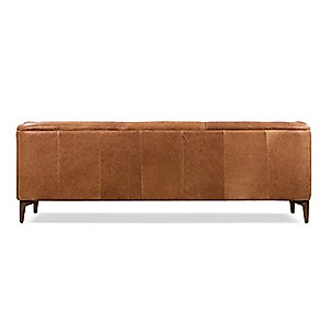 POLY & BARK Essex Leather Couch – 89-Inch Leather Sofa with Tufted Back - Full Grain Leather Couch with Feather-Down Topper On Seating Surfaces – Vintage Pure-Aniline Italian Leather – Cognac Tan
