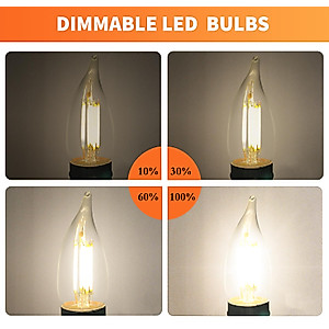 ALAMPEVER E26 LED Bulb 60W,Chandelier Light Bulbs 2700K Soft White,CA11 Candelabra LED Bulbs,450LM (12)