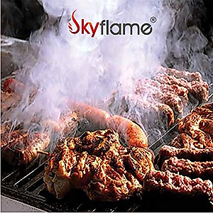 Skyflame Wood Chip Smoker Box , Stainless Steel Double V-shape BBQ Smoke Box with Hinged Lid for Charcoal & Propane Gas Grill, 12.5"(L) x 3.3"(W) x 2.5"(H), U.S. Design Patent