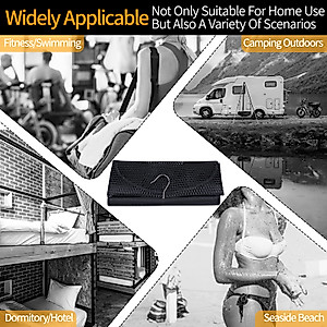 GUMQDD Breathable Mesh Laundry Hamper, Bringing Hooks Foldable Hanging Shower Caddy, Fast Drying Portable Space Saving Storage Bag, Applied to College Dorm Rooms, Gym, Swimming and RV Travel (Black)