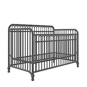 Little Seeds Raven 3-in-1 Convertible Metal Crib, JMPA Certified, Gray