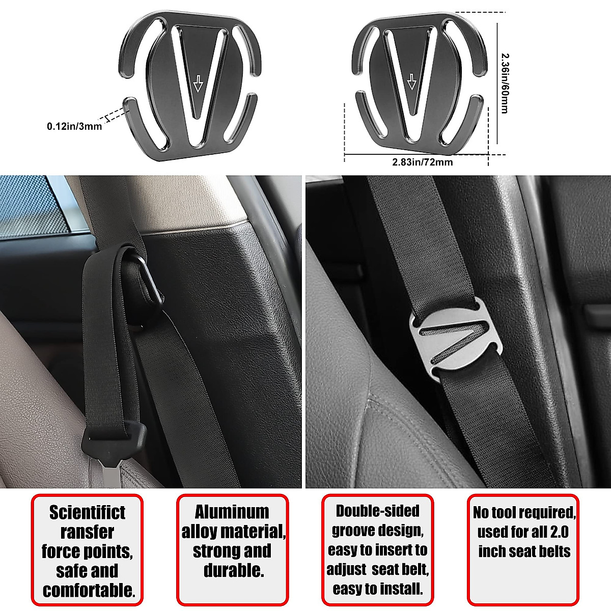 qijk Seat Belt Clips Seat Belt Adjuster Seat Belt Adjuster Clip Adult Children Pregnant Women Comfortable Universal Shoulder and Neck Seat Belt Positioner Latch 2 Pieces