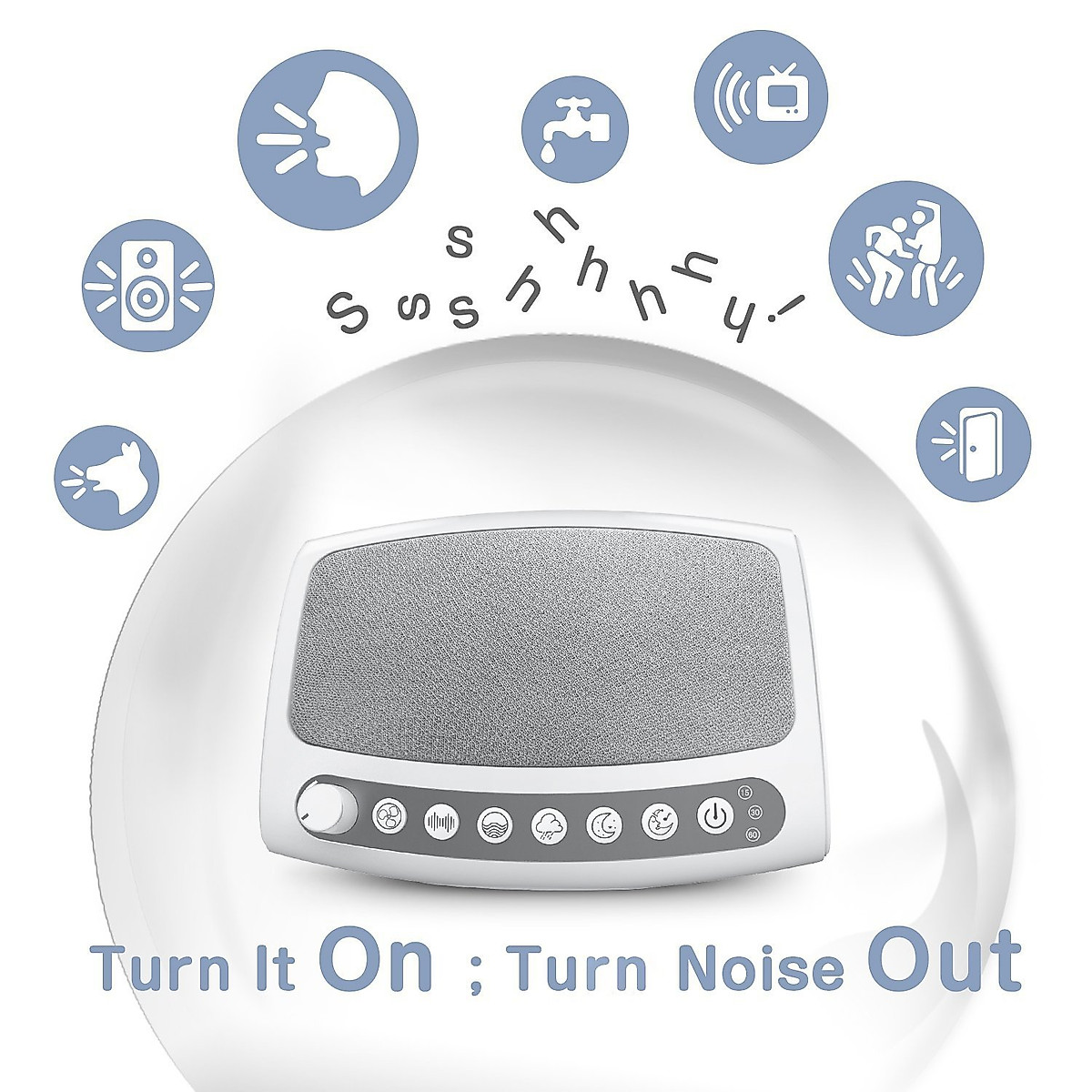 Dreamegg Sound Machine, 6 Relaxing Sounds Including Fan, White Noise, Ocean, Rain, Summer Night and Lullaby, Built in Timer