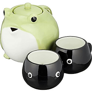SAN3293 Cute Tableware Teapot & Tea Cup Set, Frog Parent-Child, 20.3 fl oz (600 ml), 5.1 fl oz (140 ml)