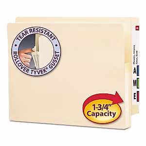 Smead End Tab File Pocket, Reinforced Straight-Cut Tab, 1-3/4" Expansion, Letter Size, Manila, 25 per Box (75114)