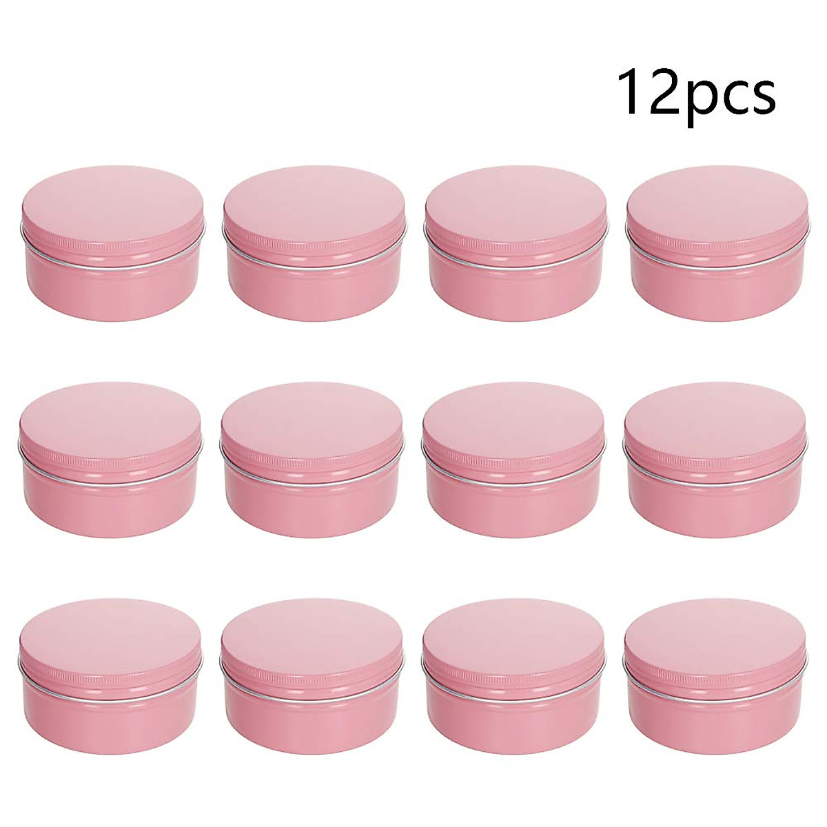 Bettomshin 12 Pack 5 oz Round Aluminum Cans Tin Can Screw Top Metal Lid Containers for Lip Balm, Crafts, Candles, Candies, 150ml