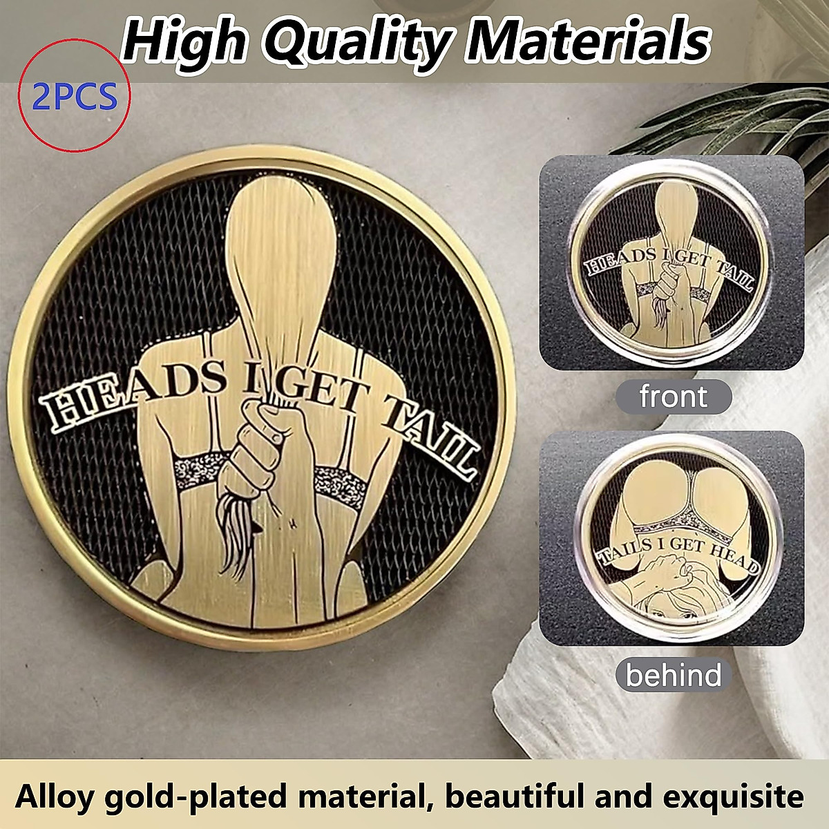 SJWOW 2PCS Heads and Tails Coin Sexy Woman Coin Challaenge Coin Lucky Coin Token Funny Prank Gifts for Coin Collectors
