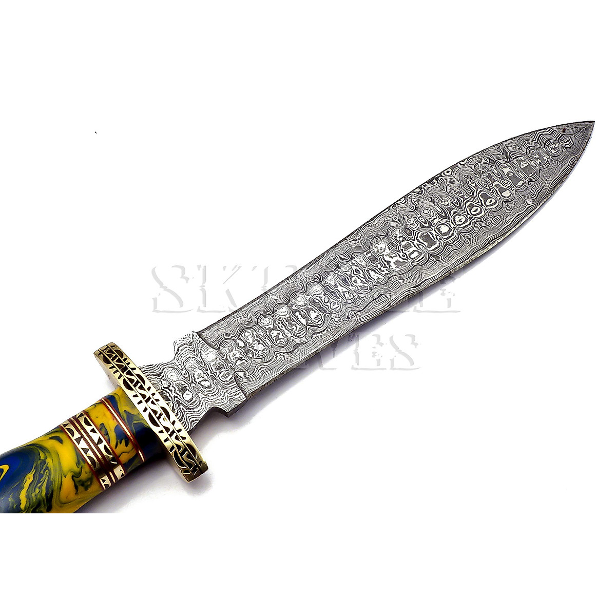 Skokie Knives Custom Hand Made Damascus Steel Hunting Knife Handle Acrylic