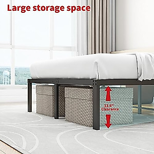 DUMEE Metal Full Size Bed Frame, 14 Inch High Platform Bed Frames Full, Steel Slats Mattress Foundation No Box Spring Needed, Enhanced Support Noise Free, Easy Assembly, Black