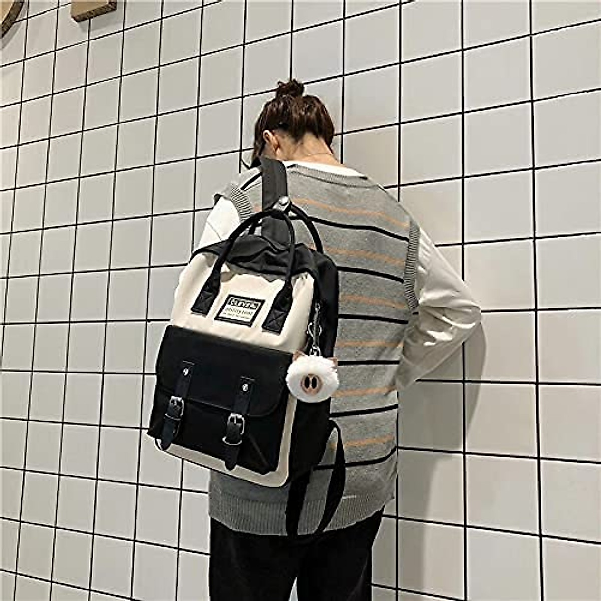 GGOOB Aesthetic Backpack Cute Kawaii Backpack for School Backpack Cute Aesthetic (black)