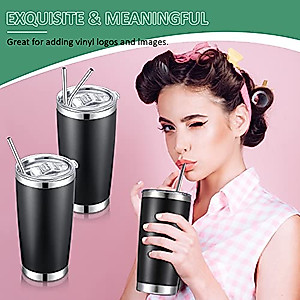 SEEWEY 24 Pack Insulated Travel Tumblers 20oz Tumbler Double Wall Vacuum Travel Mug with Lid and Straw Stainless Steel Double Wall Coffee Cups Powder Coated Coffee Mug for Cold and Hot Drinks (Black)
