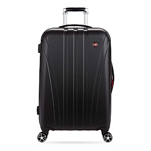 SwissGear 7585 Hardside Expandable Luggage with Spinner Wheels, Black, Checked-Medium 23-Inch