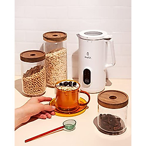 NUTR Machine Automatic Nut Milk Maker, Homemade Almond, Oat, Coconut, Soy, or Plant Based Milks and Non Dairy Beverages, Boil and Blend Single Servings, Stainless Steel, Self-Cleaning, White