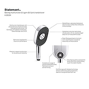 KOHLER 26284-BN Statement Oblong Multifuntion 2.5 gpm Handshower, Vibrant Brushed Nickel
