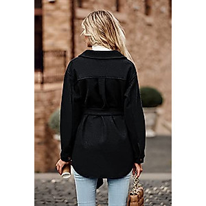 PRETTYGARDEN Women's Fall Fashion Winter Trench Coats Lapel Button Down Peacoat Belted Outerwear Casual Jackets (Black,X-Large)