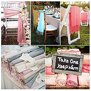 FORTREE Cashmere Feel Warm 2 Tone Shawl - Oversized 78"x28" Wrap Scarf (Coral and Ivory)