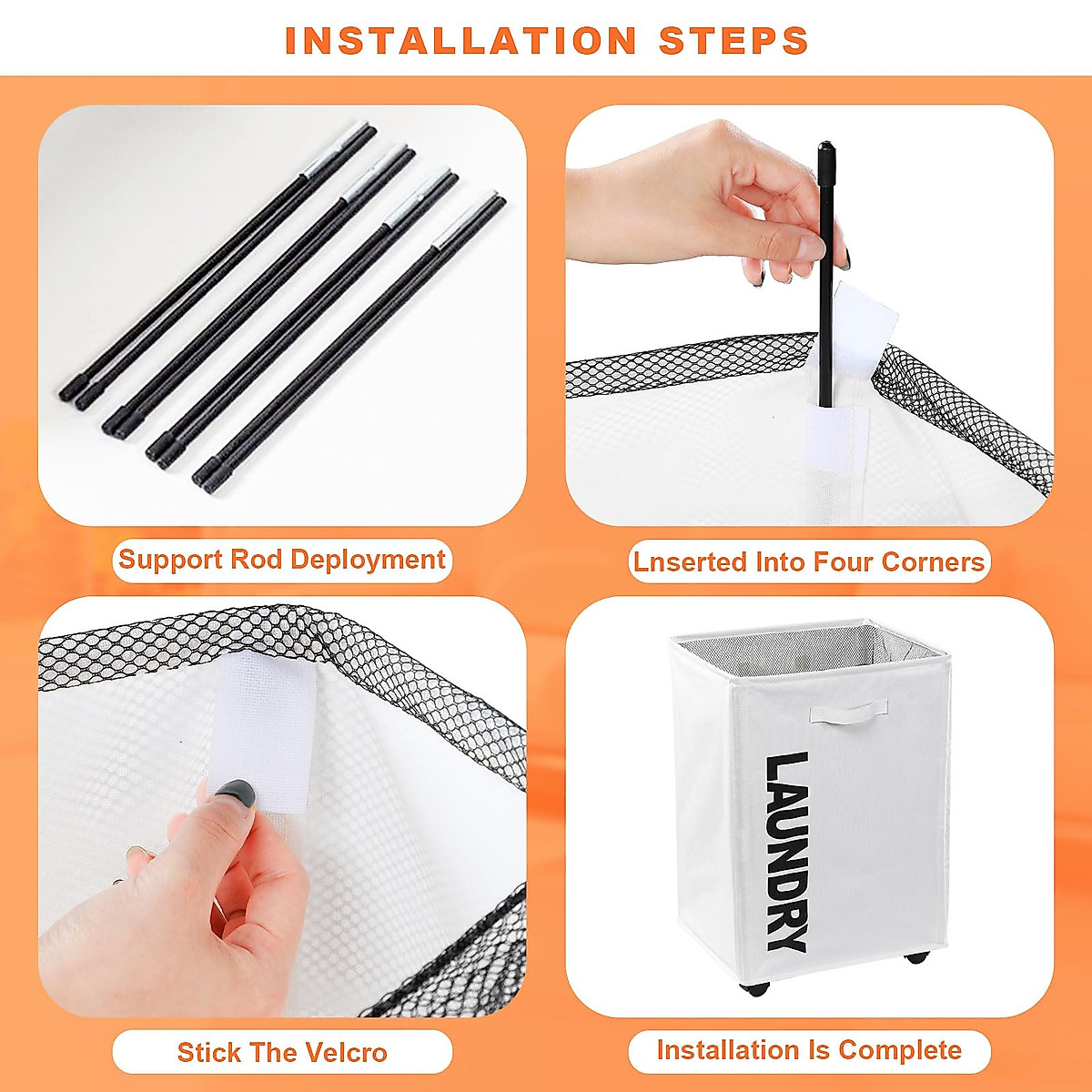 JOYBOS Laundry Basket Laundry Hamper Clothes Hamper - 13.5 "Wide Foldable Rolling Laundry Basket with Wheels, Laundry Room Organization, Big Slim Hampers for Laundry, 100L (Beige)