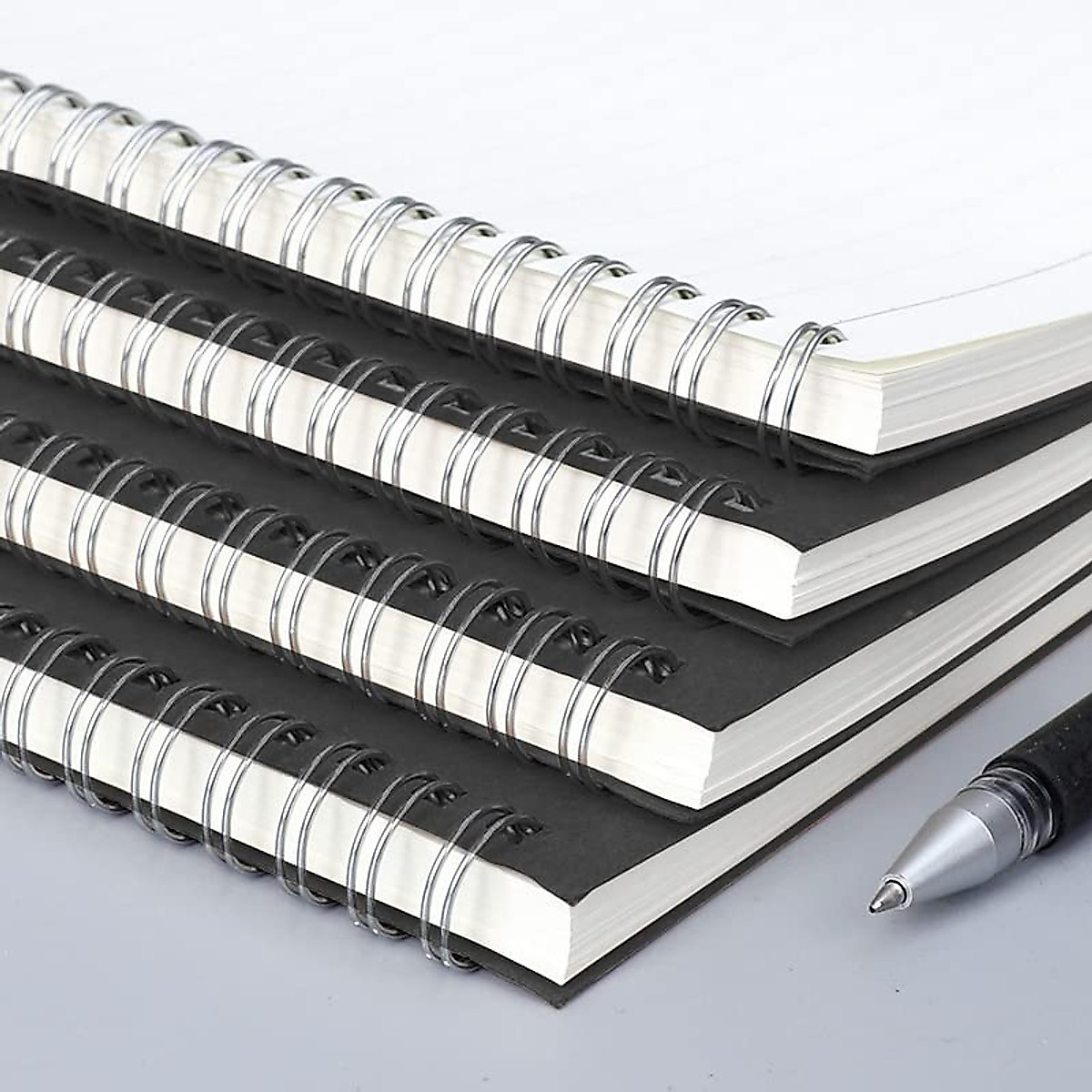 Ykimok Soft Black Cover Spiral Notebook, Notebooks College Ruled, Wirebound Memo Notepads Diary Notebook Planner with Unlined Paper, 100 Pages, 50 Sheets, 7.48 x 5.11 Inch