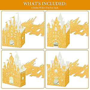 Chrisfall 24 Pieces Princess Castle Boxes Princess Castle Candy Boxes Princess Castle Party Decorations Glitter Princess Castle Birthday Favor Boxes for Wedding Birthday Party Supplies