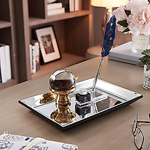 Meetart Rectangle30x21cmVanity Organizer Decorative Mirror Tray Vanity Tray Markup Jewelry Tray Silver Tray for Home Decor